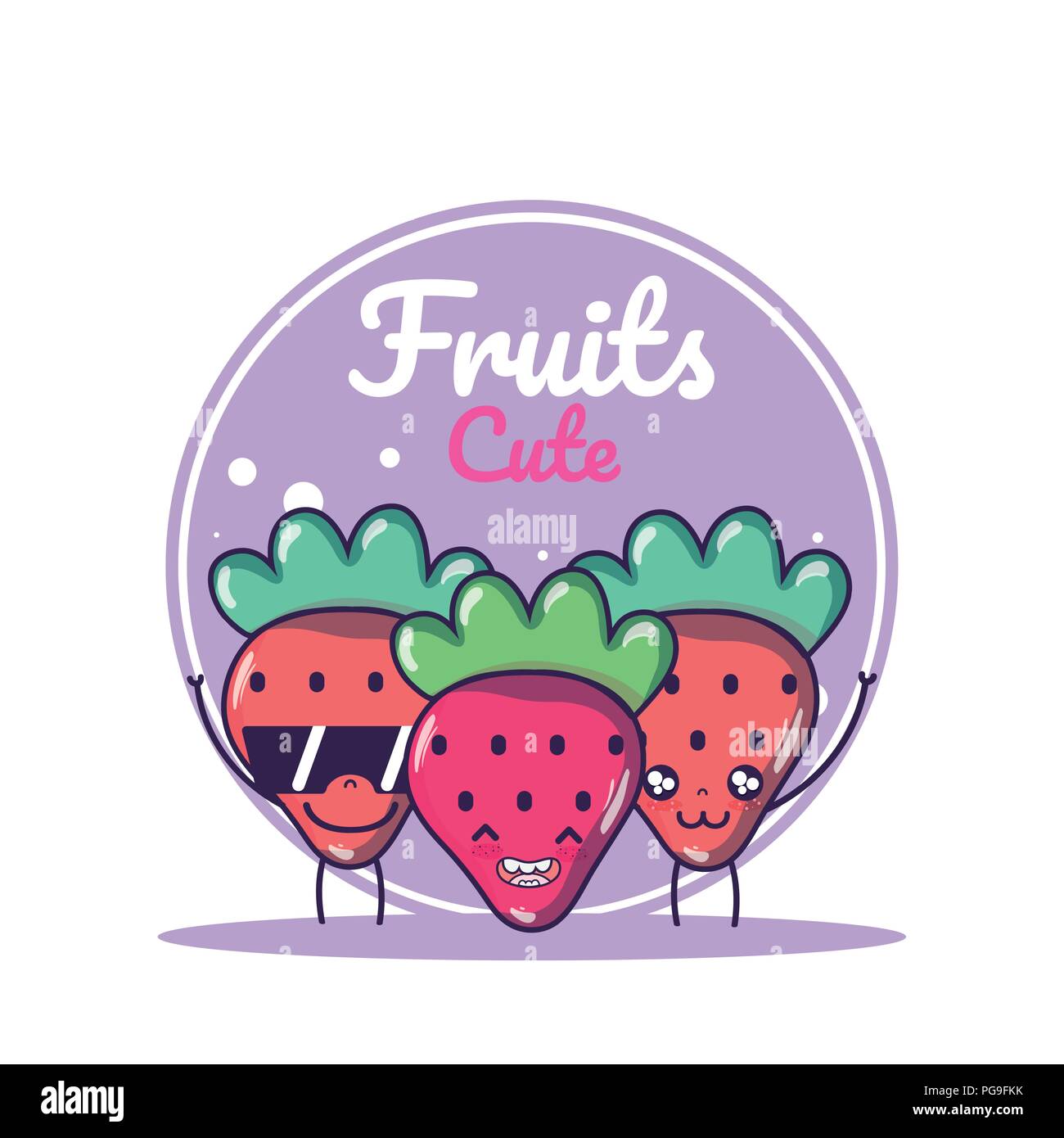 Strawberries cute fruits cartoons Stock Vector Image & Art - Alamy