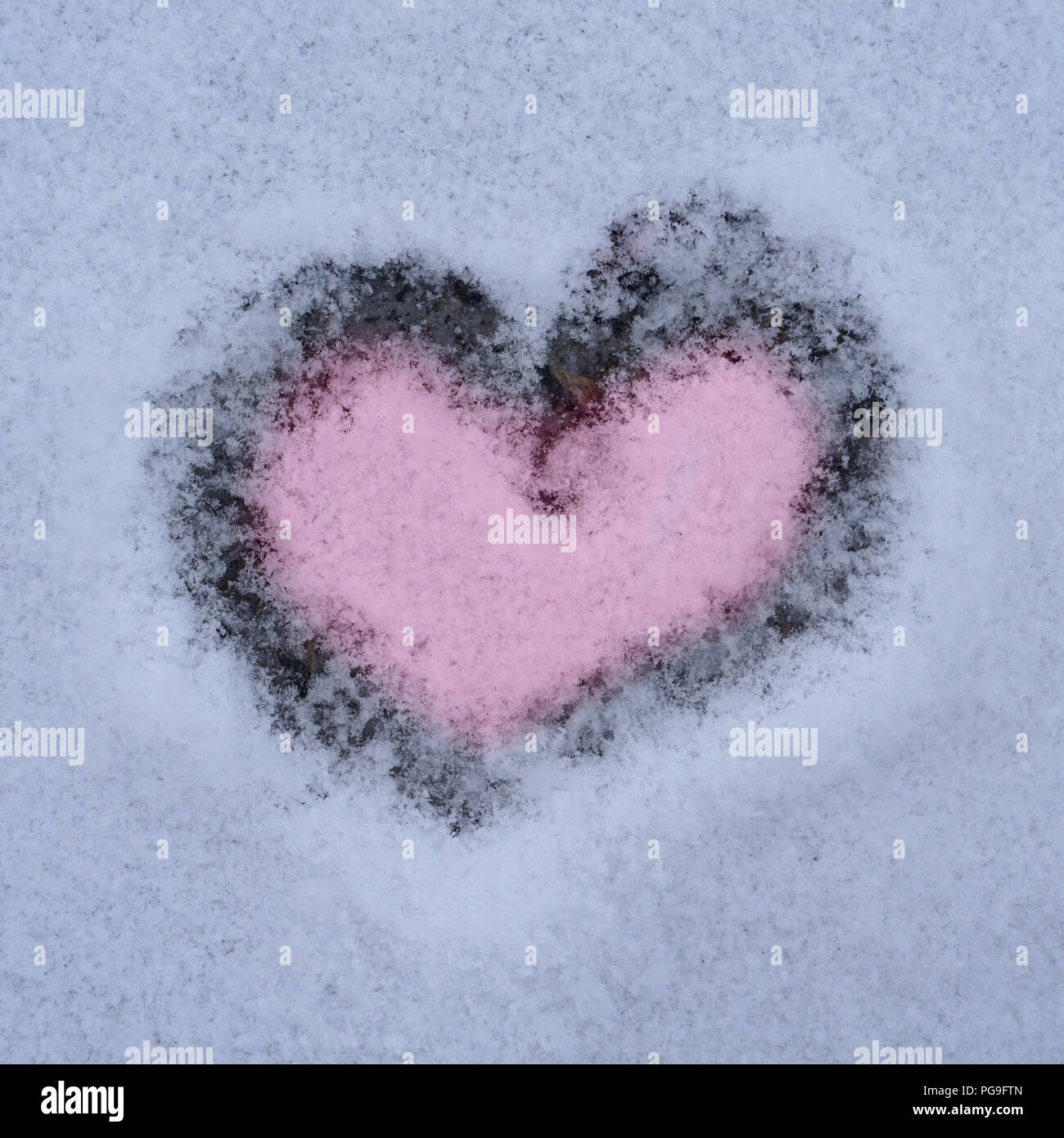 Frozen beautiful pink heart in snow Stock Photo - Alamy