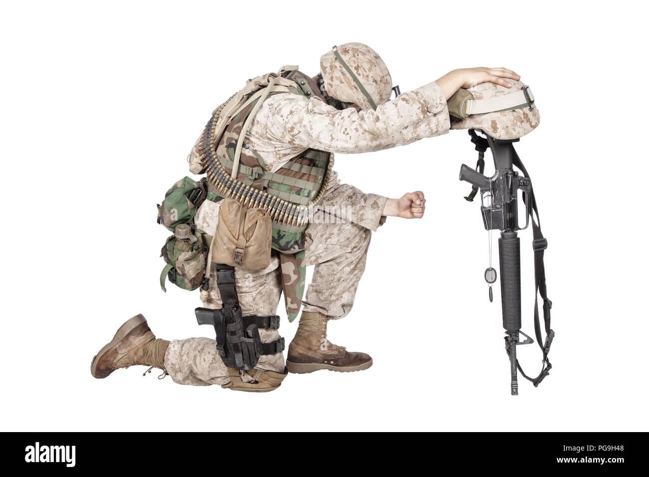 Soldier Kneeling At Cross Drawings