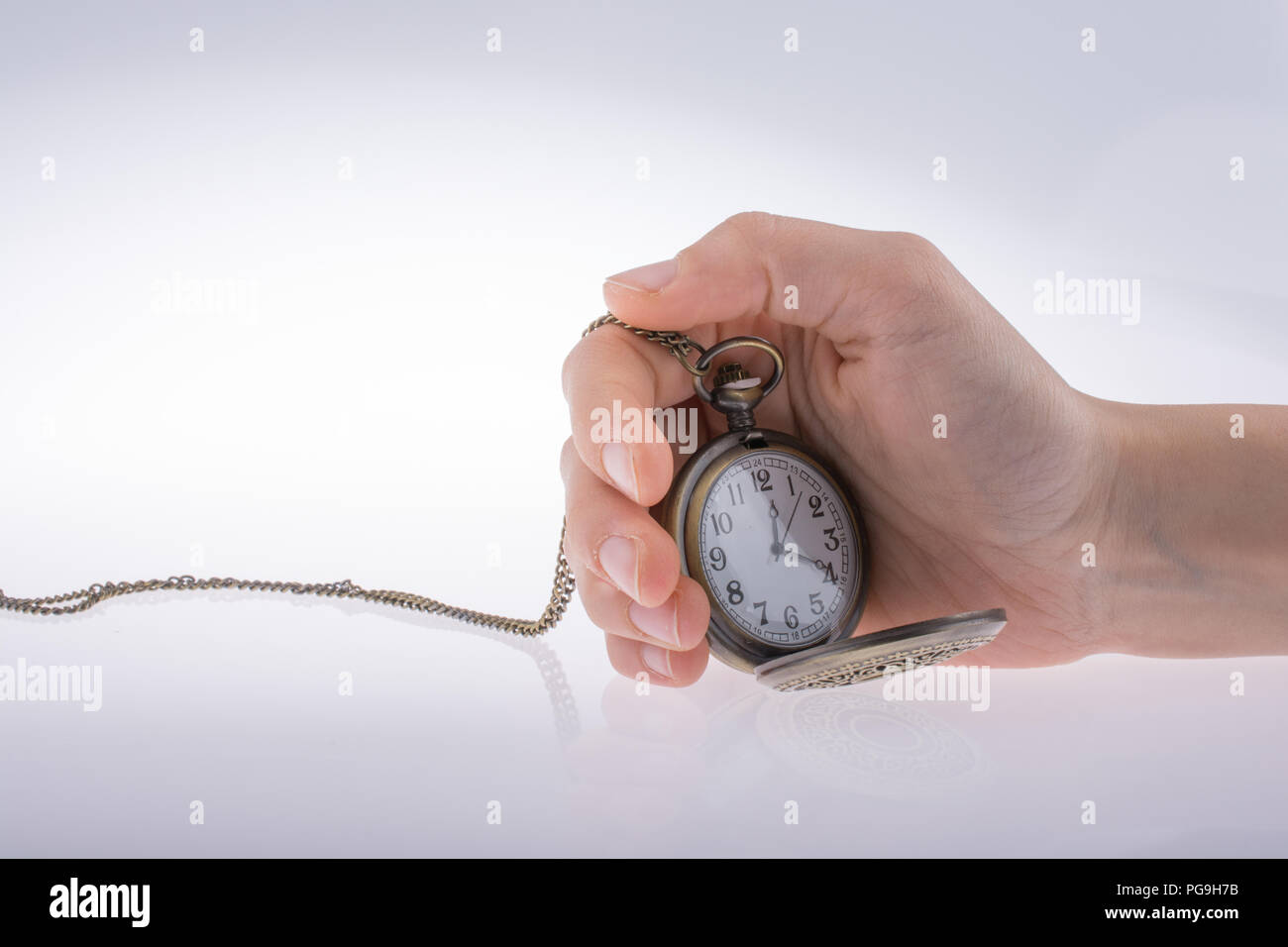 Hand holding a retro styled pocket watch in hand Stock Photo - Alamy