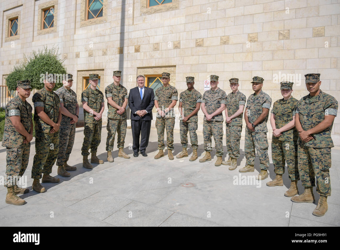 Secretary Pompeo meets U.S. Marine Security Guards during a meet and ...