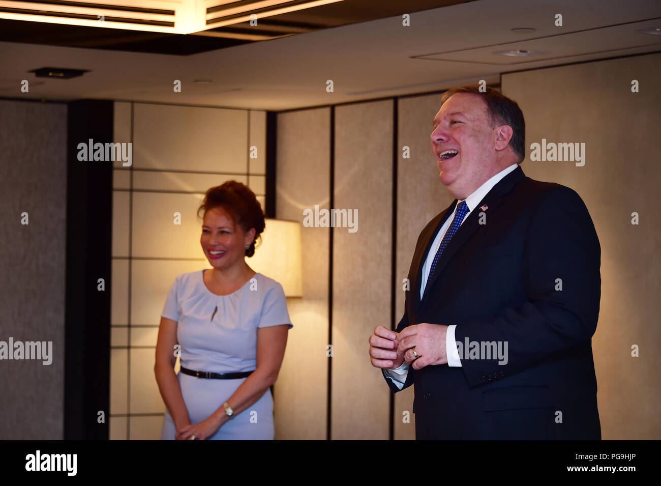 U.S. Secretary of State Mike Pompeo and Stephanie Syptak-Ramnath, the ...