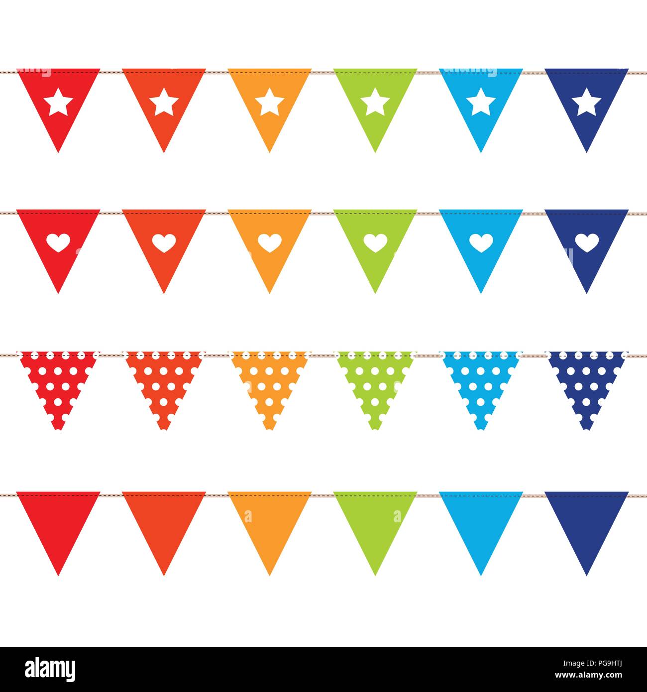 Colorful flags with pattern isolated on white backgound vector ...