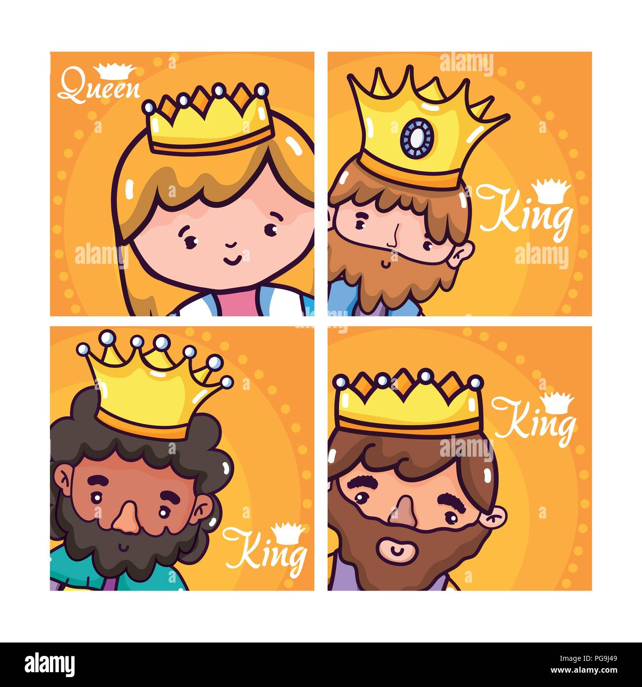 Set of kings and queen cartoons Stock Vector Image & Art - Alamy