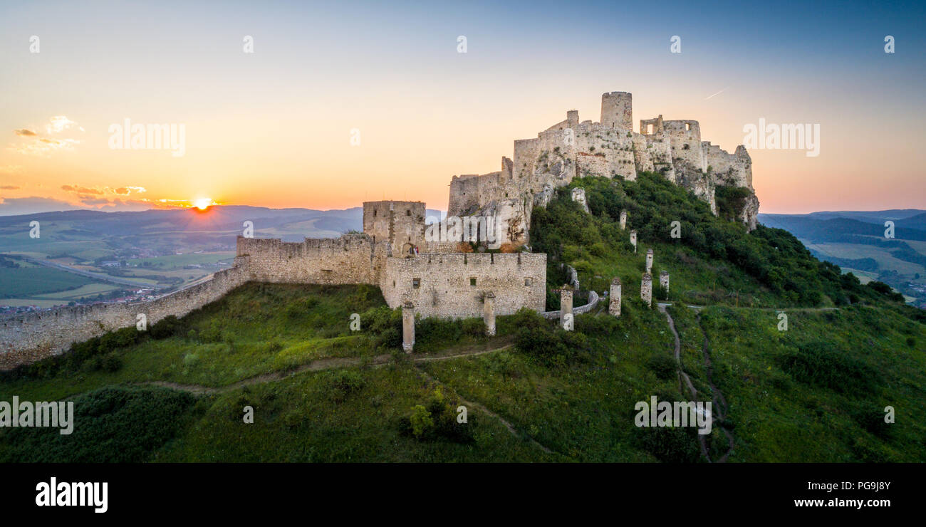 Ruin of Spissky Castle in Slovakia at sunset Stock Photo - Alamy