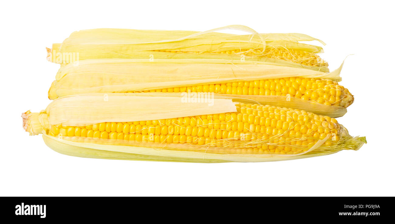 raw corn cob on a white isolated background Stock Photo - Alamy