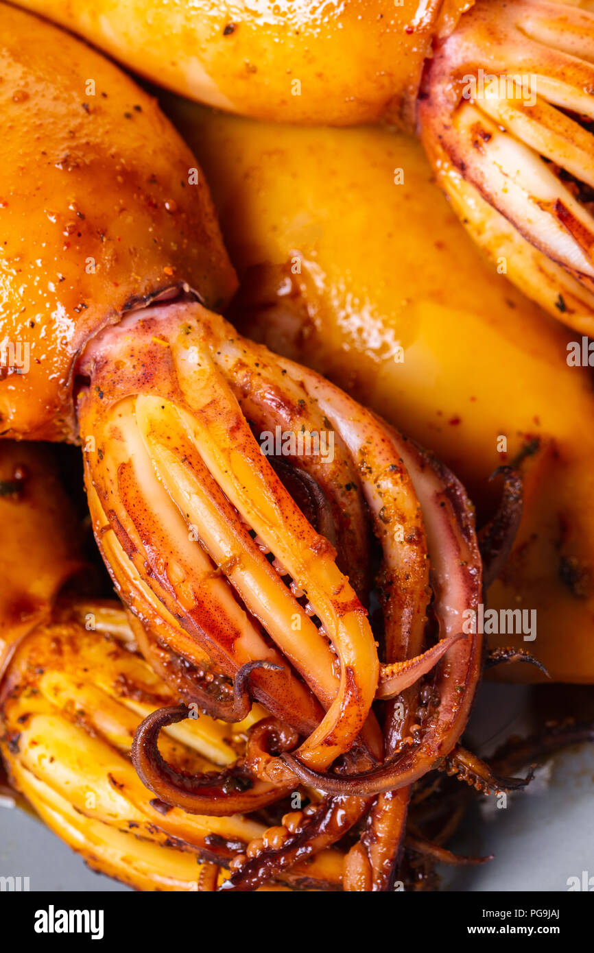 food background texture of cooked squid close-up Stock Photo - Alamy