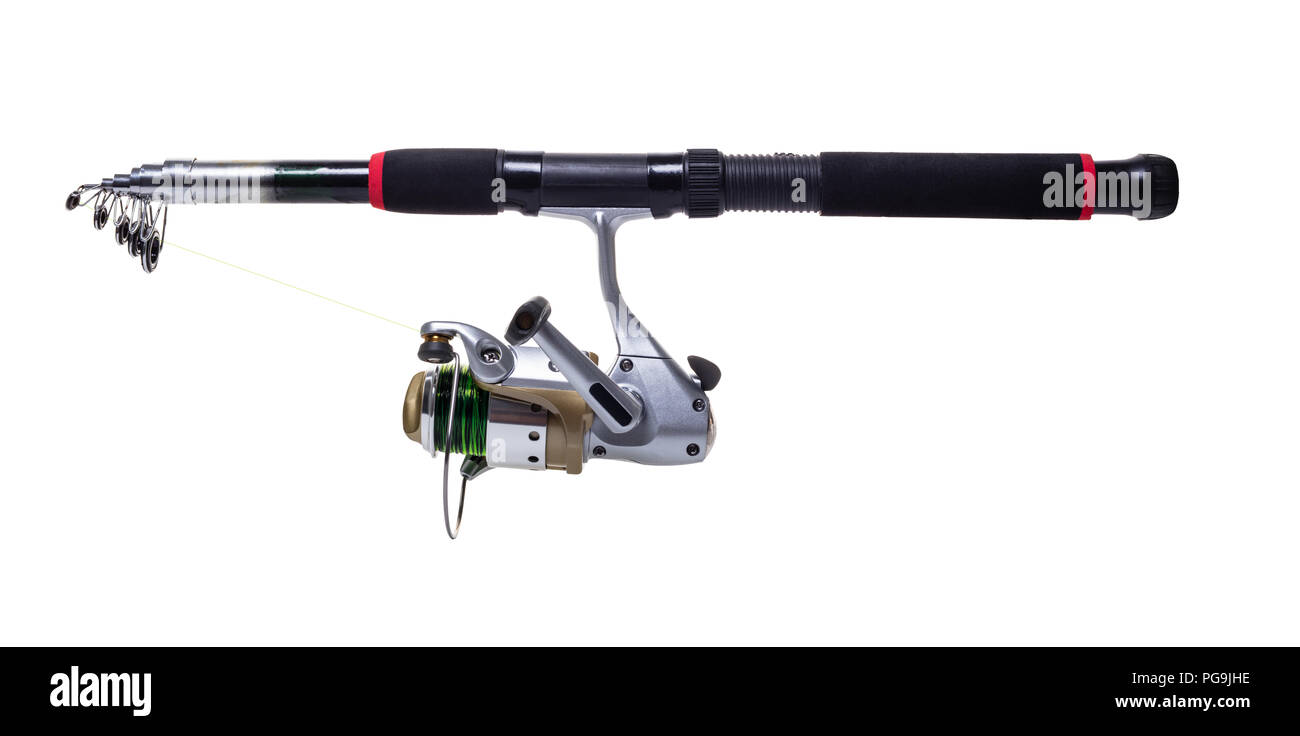 new fishing rod on white isolated background Stock Photo - Alamy