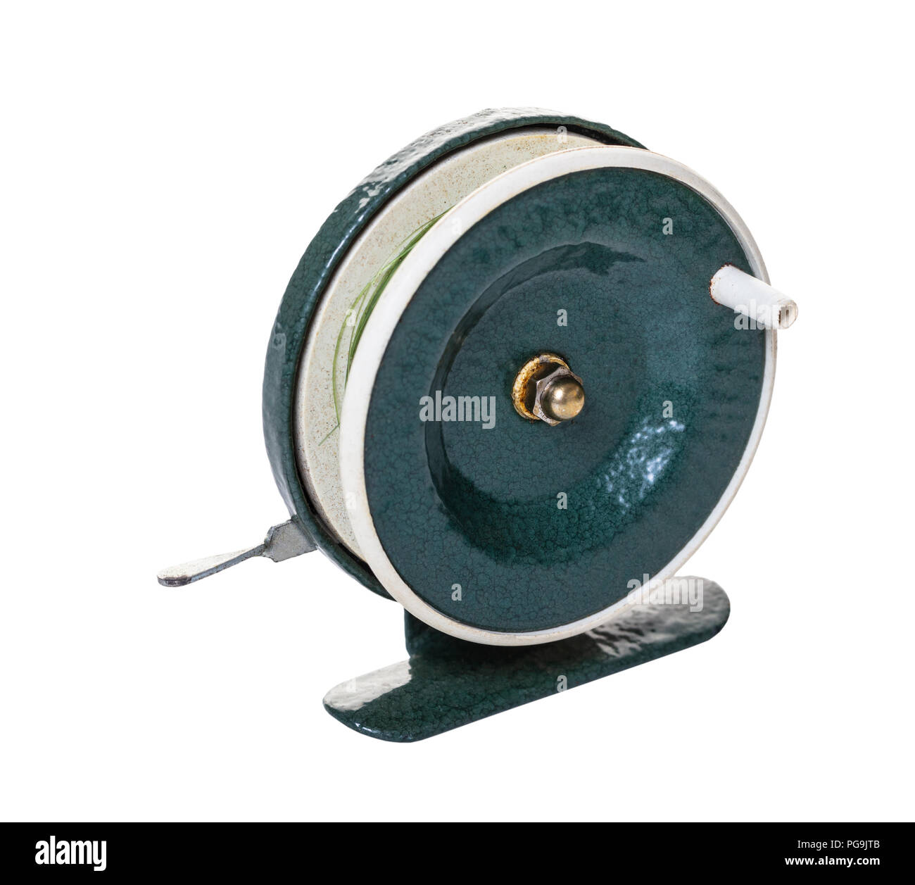 coil for fishing rod close-up on white isolated background Stock Photo ...