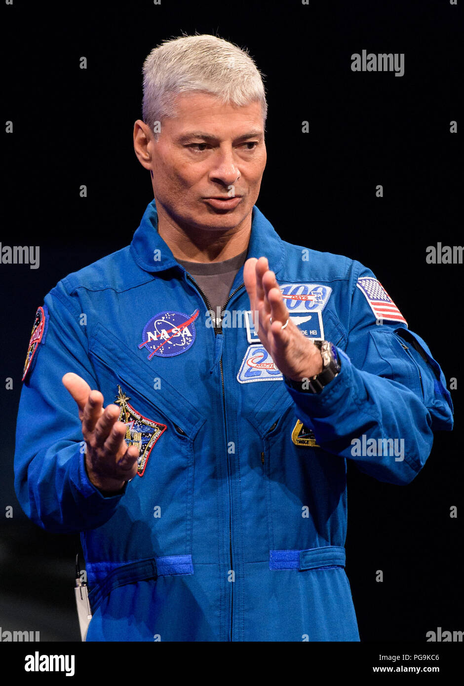NASA astronaut Mark Vande Hei answers an audience members question ...