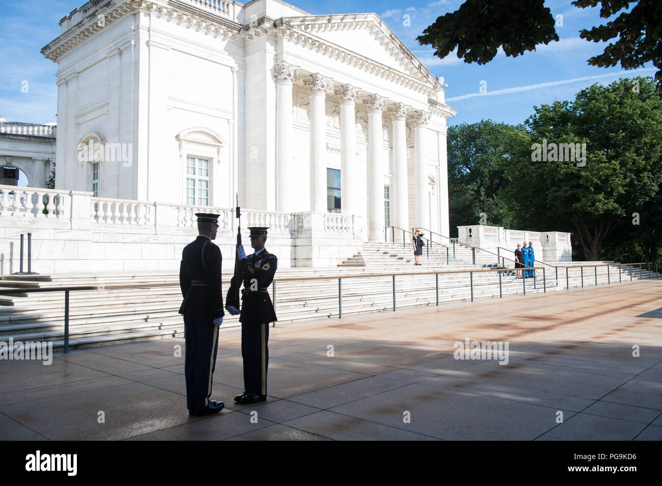 NASA astronaut Mark Vande Hei, center, his wife Julie, left, and NASA ...