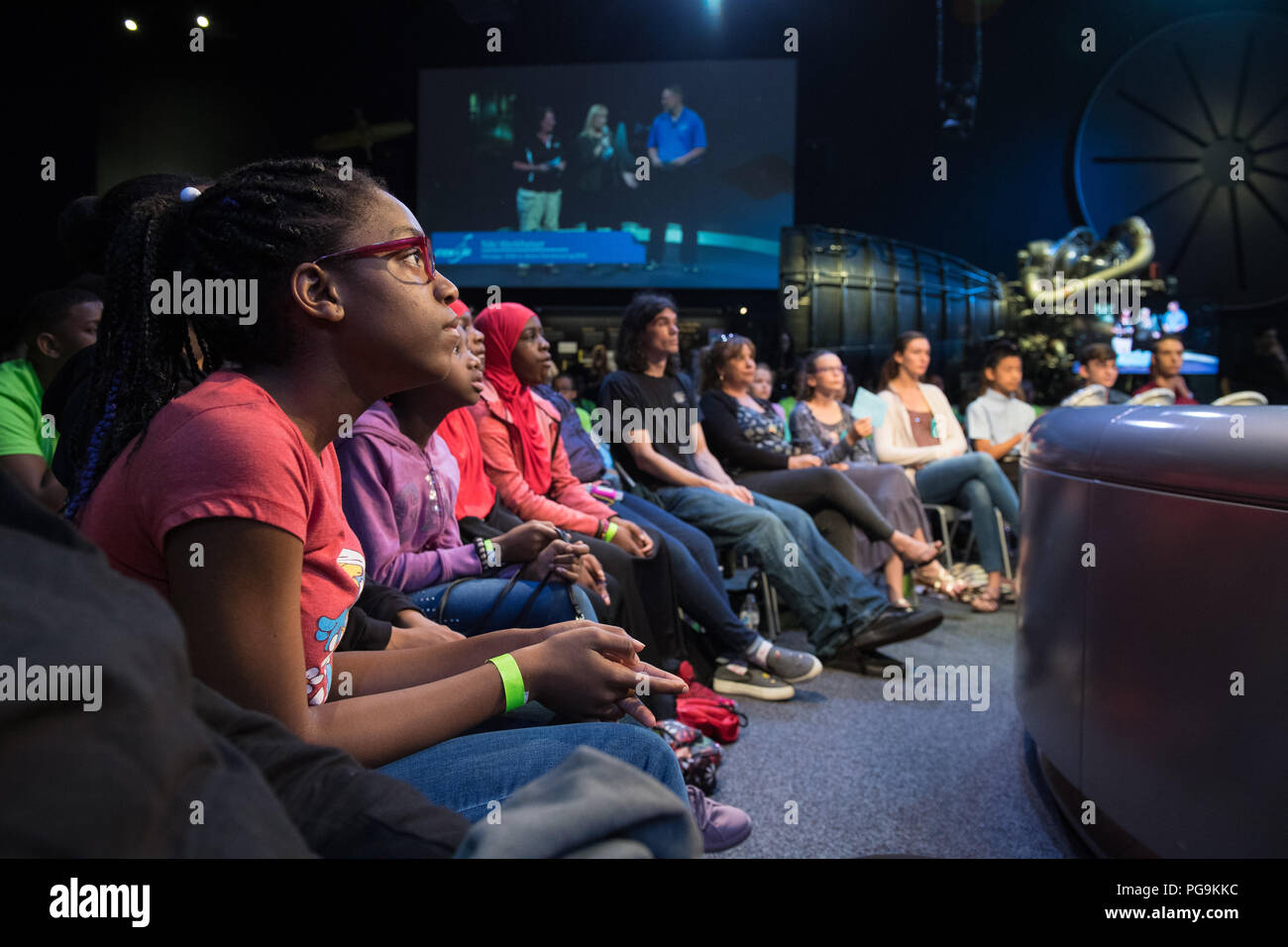 Audience members listen during a STEM in 30 event where NASA astronaut ...