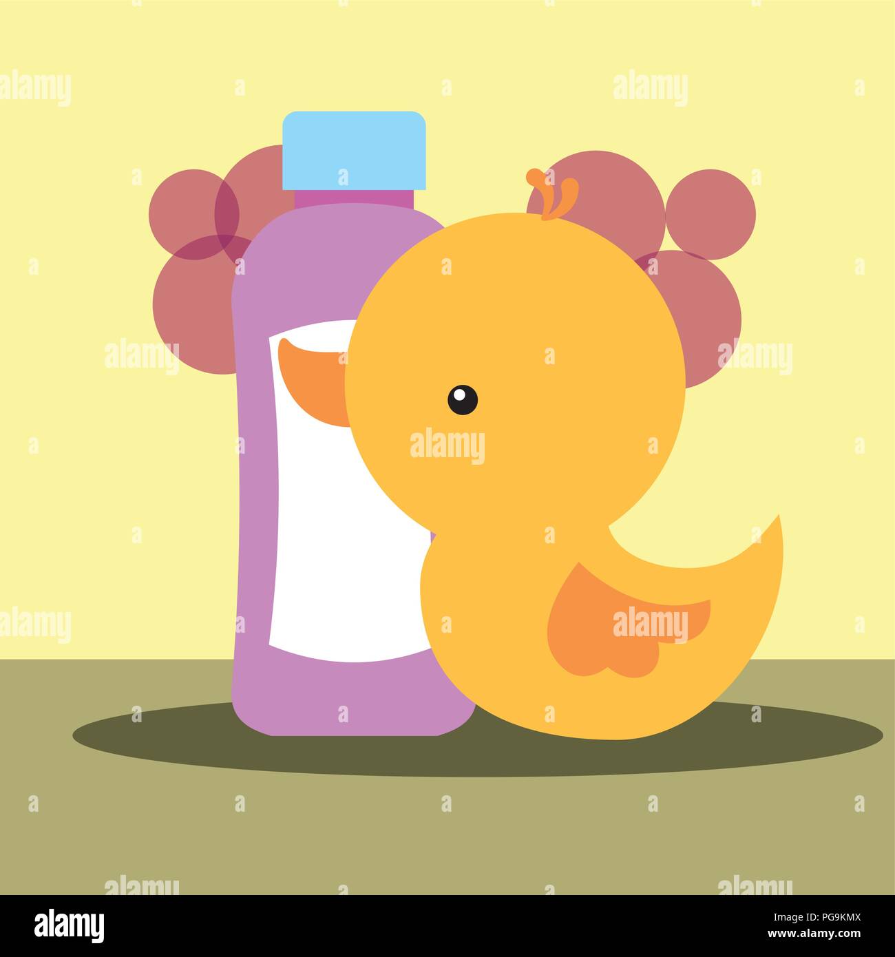 rubber duck toy and bottle shampoo bathroom Stock Vector Image & Art ...
