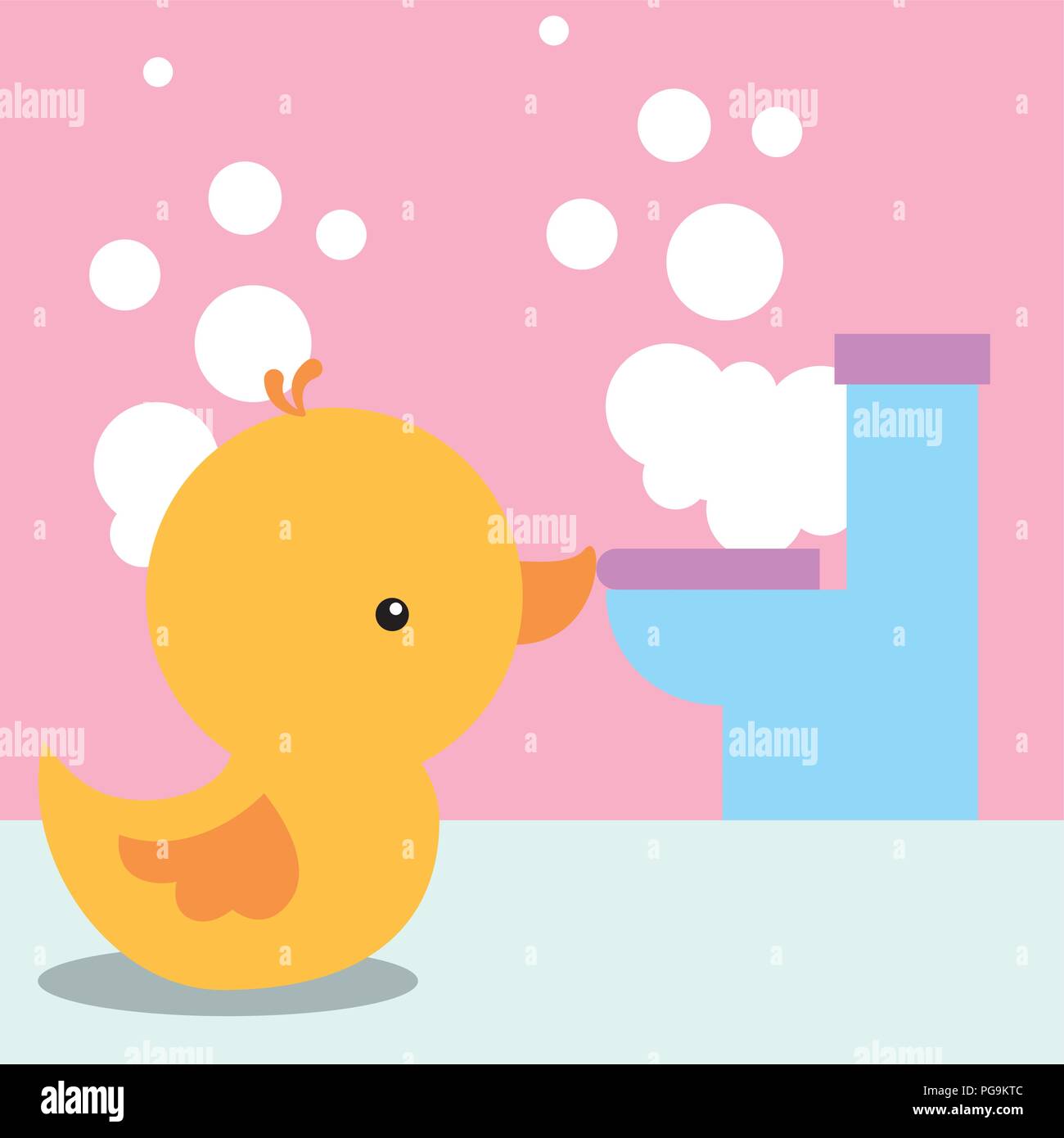 rubber duck toy and toilet bubbles bathroom Stock Vector Image & Art ...