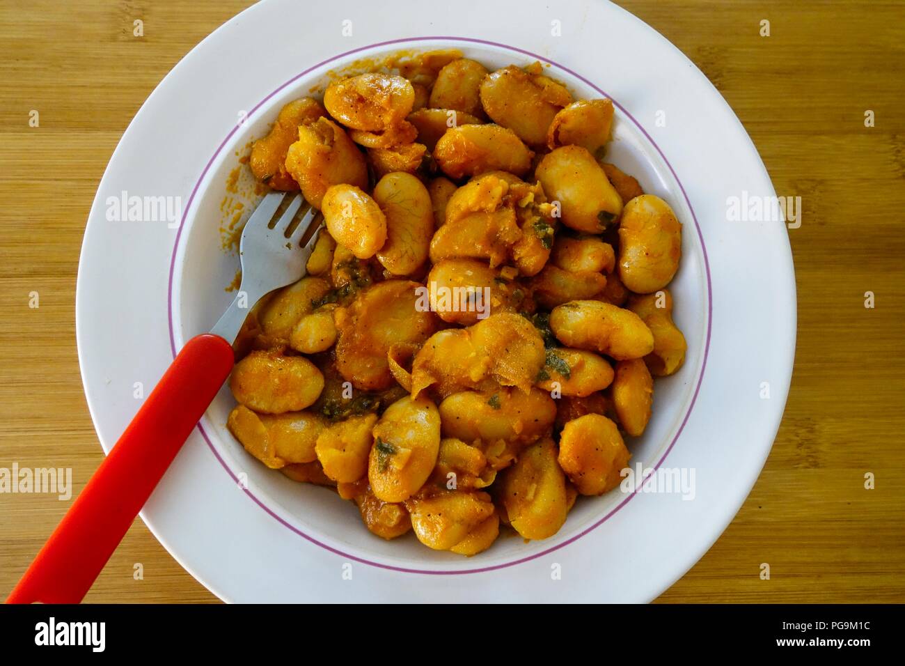 Greek Cuisine. Freshly Cooked Gigandes Beans Stock Photo - Alamy