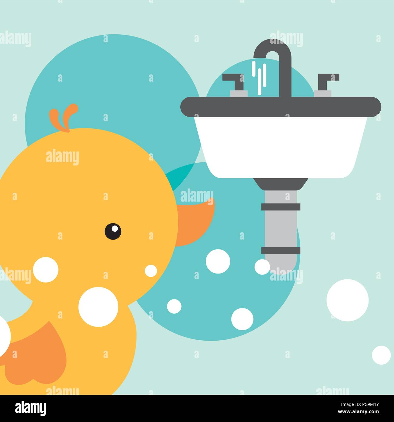 rubber duck toy and white washbasin bathroom Stock Vector Image & Art ...