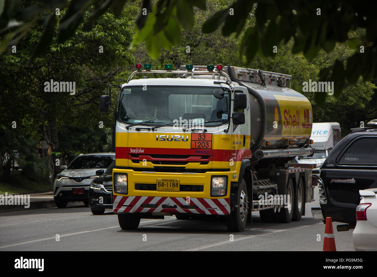 Chiangmai, Thailand - July 31 2018: Shell Oil Truck of Pong RaVee Oil ...