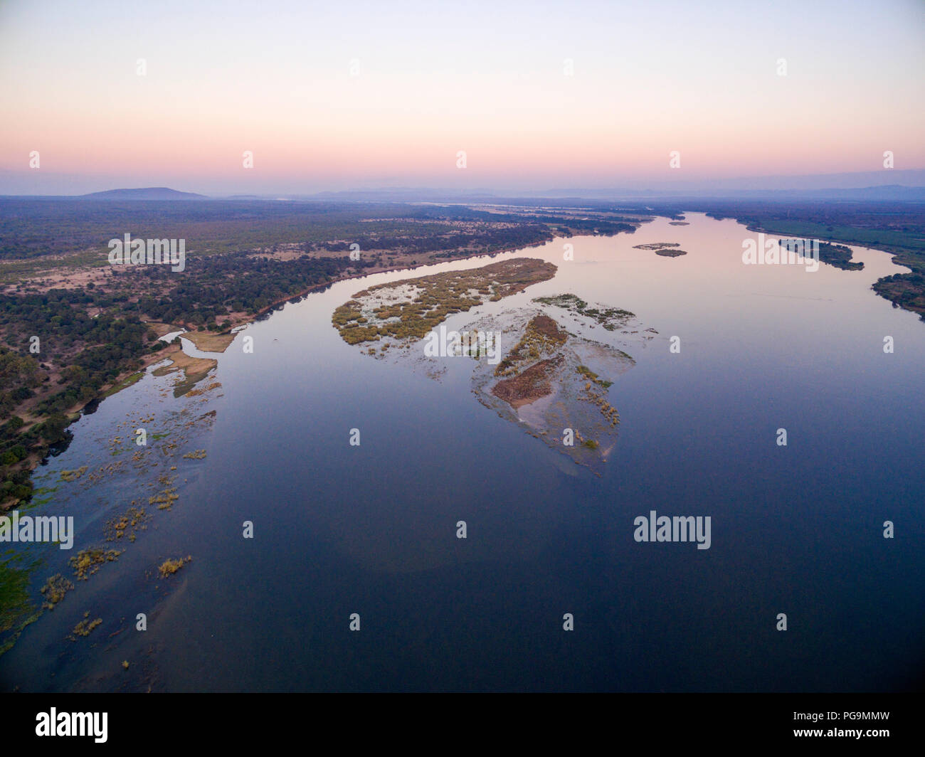 An aerial view of the Zambezi River in Zimbabwe Stock Photo - Alamy