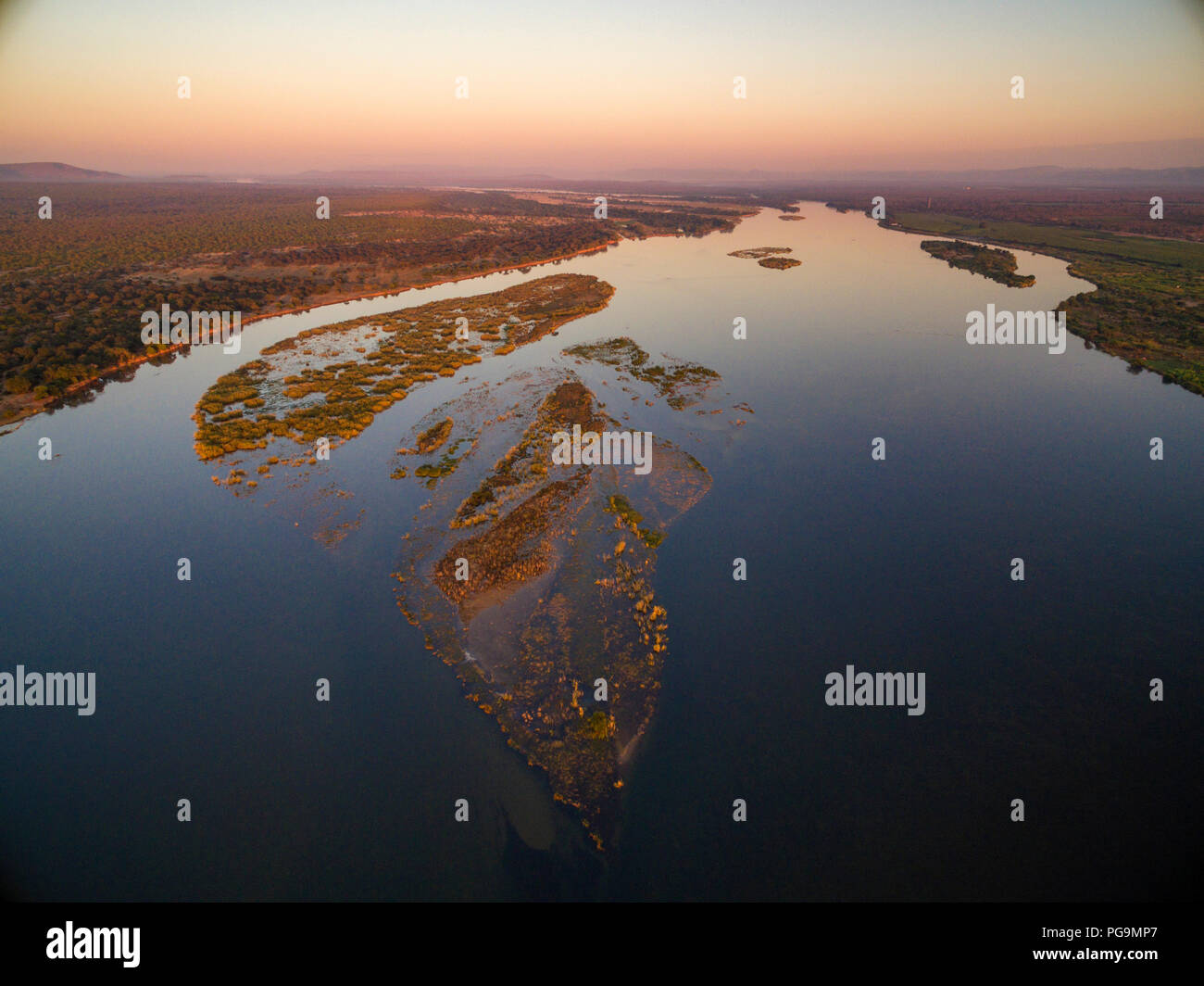 An aerial view of the Zambezi River in Zimbabwe Stock Photo - Alamy