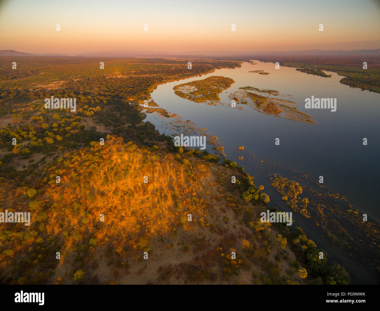 An aerial view of the Zambezi River in Zimbabwe Stock Photo - Alamy