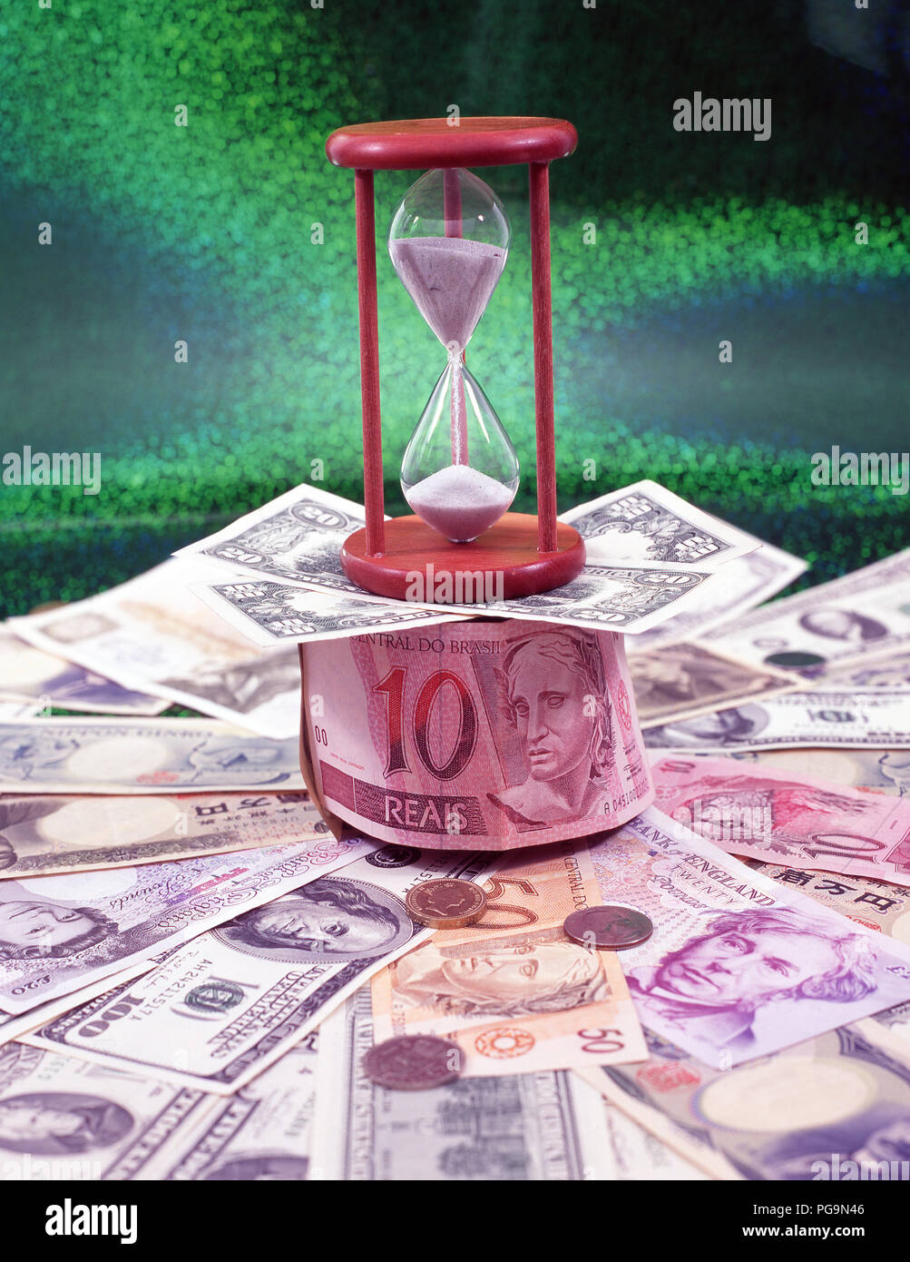 Objects, Hourglass, Money Stock Photo - Alamy