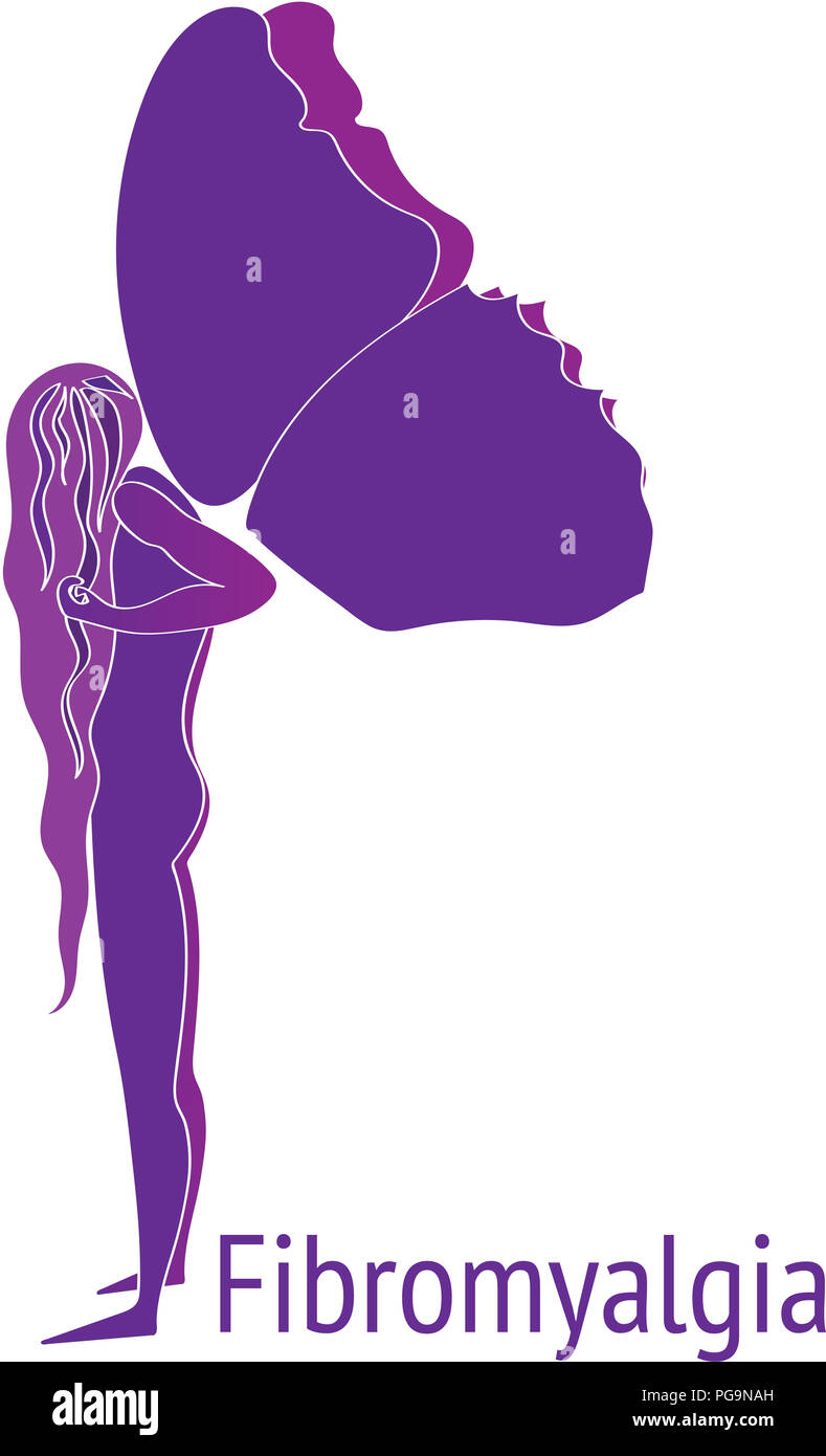 Fibromyalgia Awareness. Purple woman silhouette with heavy purple ...