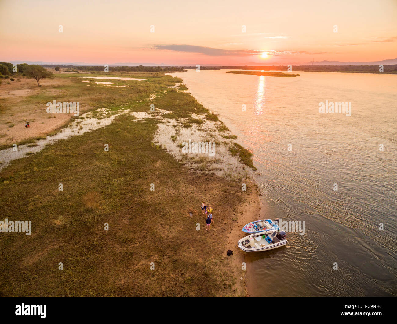 A fishing boat seen on the Zambezi river, Zimbabwe Stock Photo - Alamy