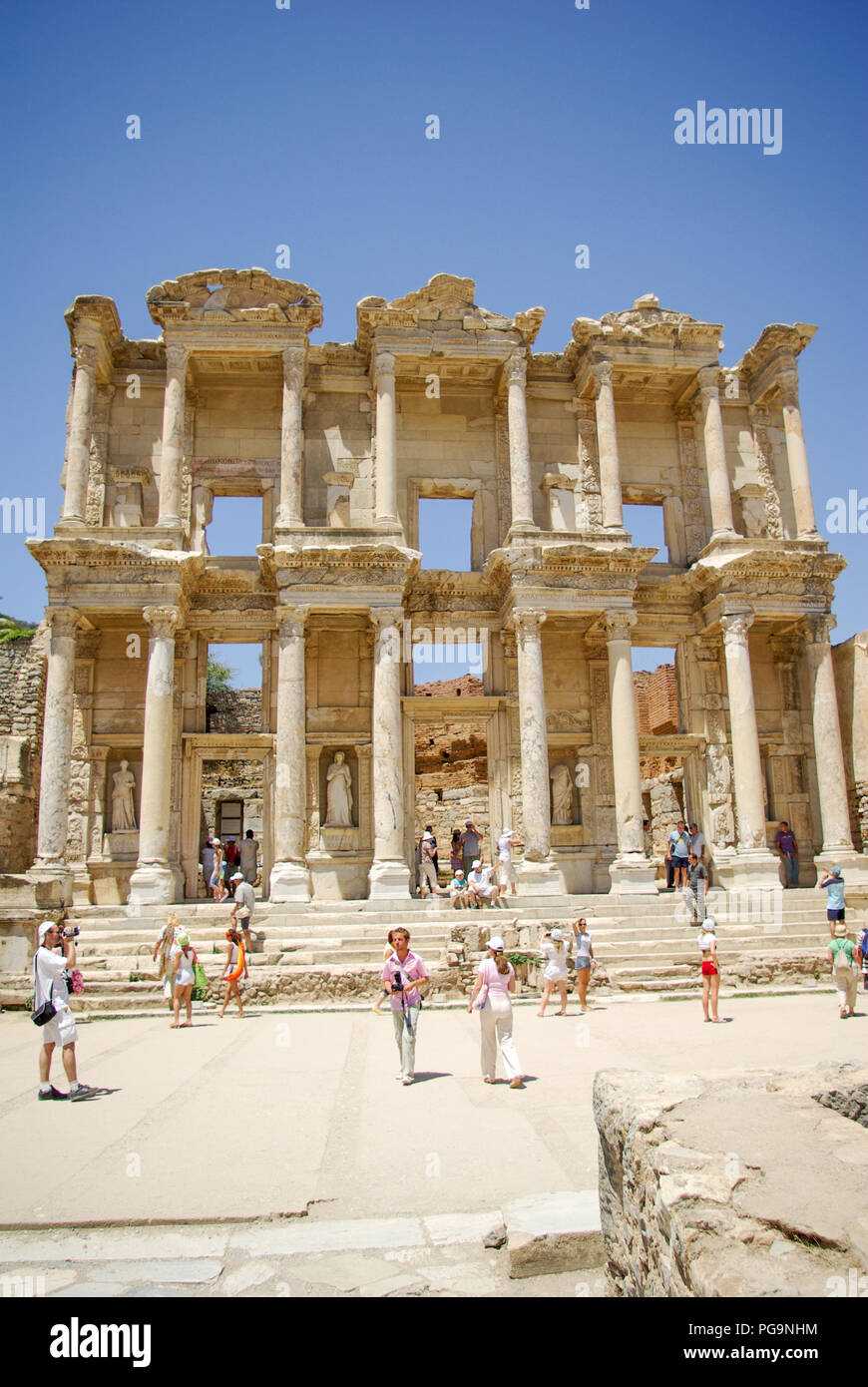 The library of Celsus is an ancient Roman building in Ephesus Stock ...
