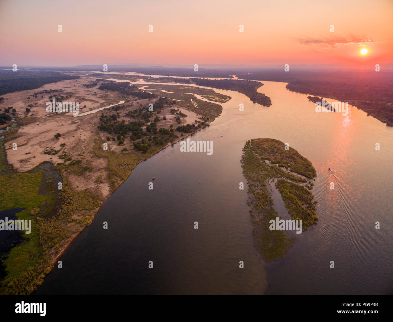 An aerial view of the Zambezi River in Zimbabwe Stock Photo - Alamy