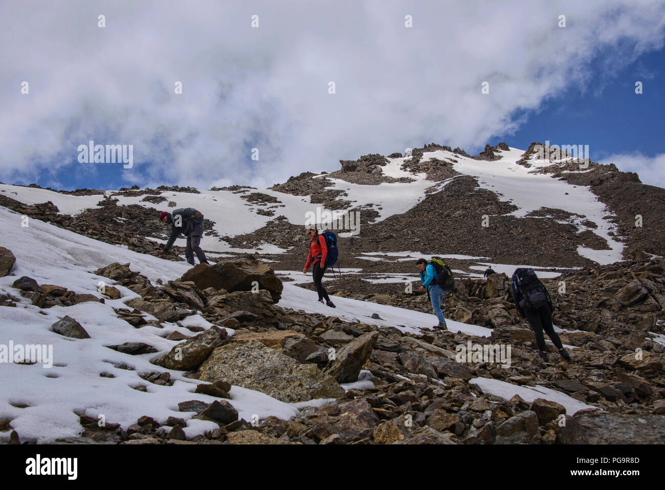 Trekking on the epic Heights of Alay route, Alay, Krygyzstan Stock ...