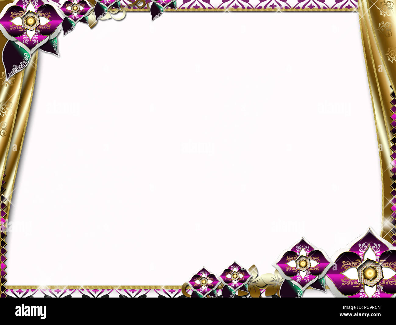 elegant flower with golden curatin Stock Photo - Alamy