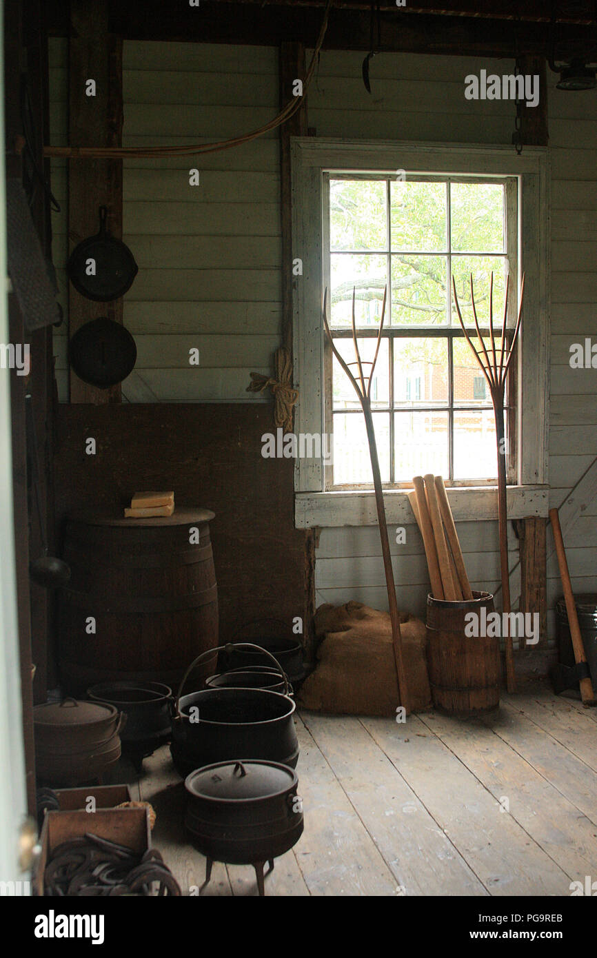 19th century farm tools and household items exhibited at Historical ...