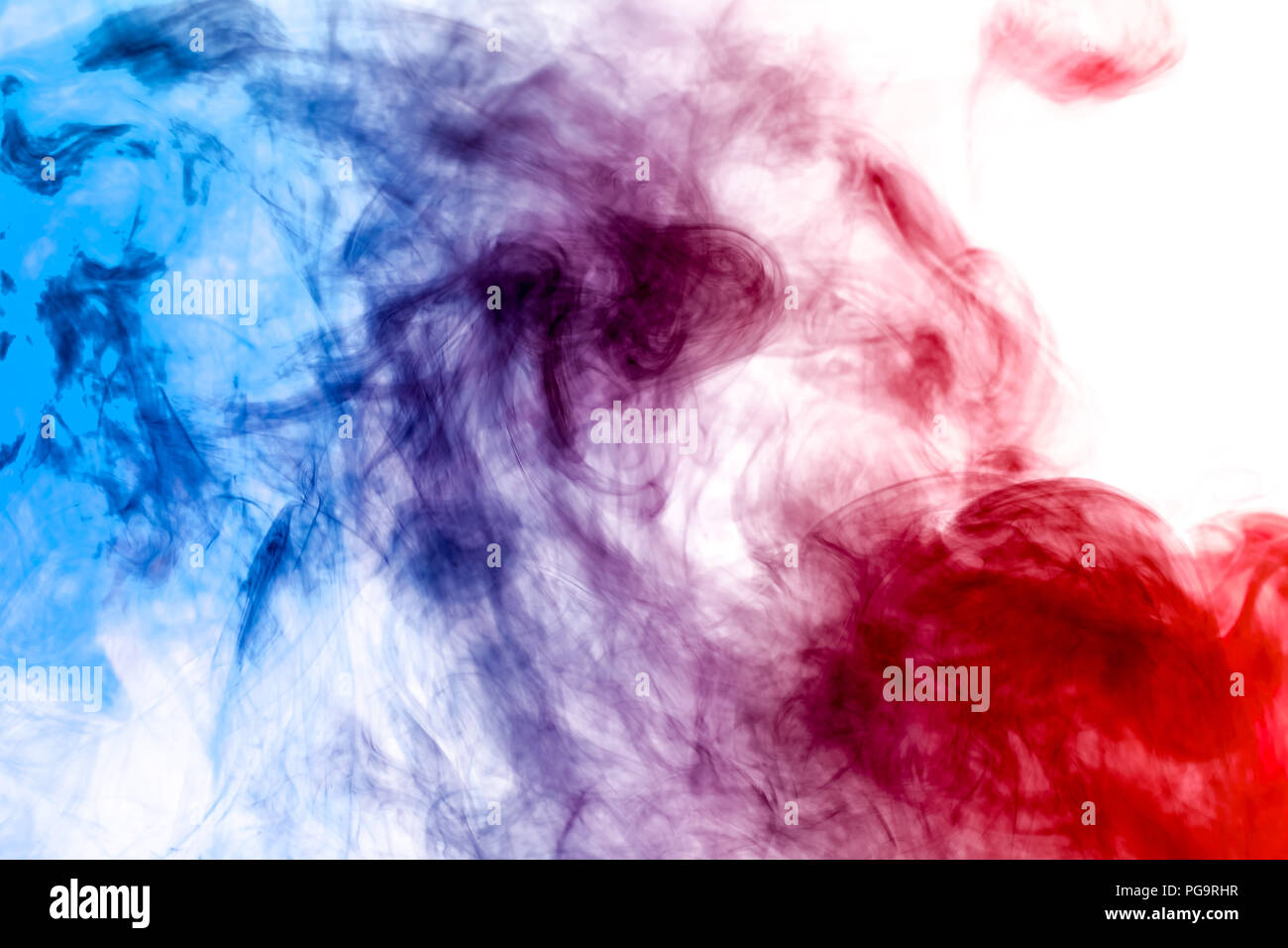 Colorful blue and red smoke on a white isolated background. Background ...