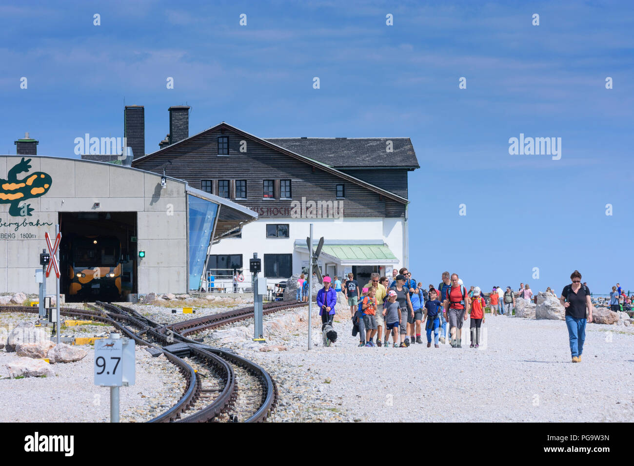 Puchberg am Schneeberg: mountain Schneeberg, train of Schneebergbahn ...