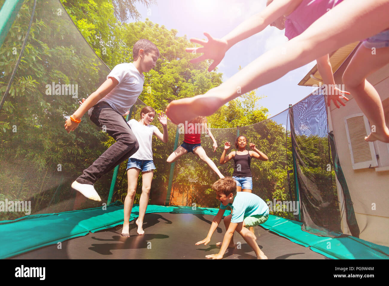 Children Holiday Trampoline Stock Photos & Children Holiday Trampoline ...