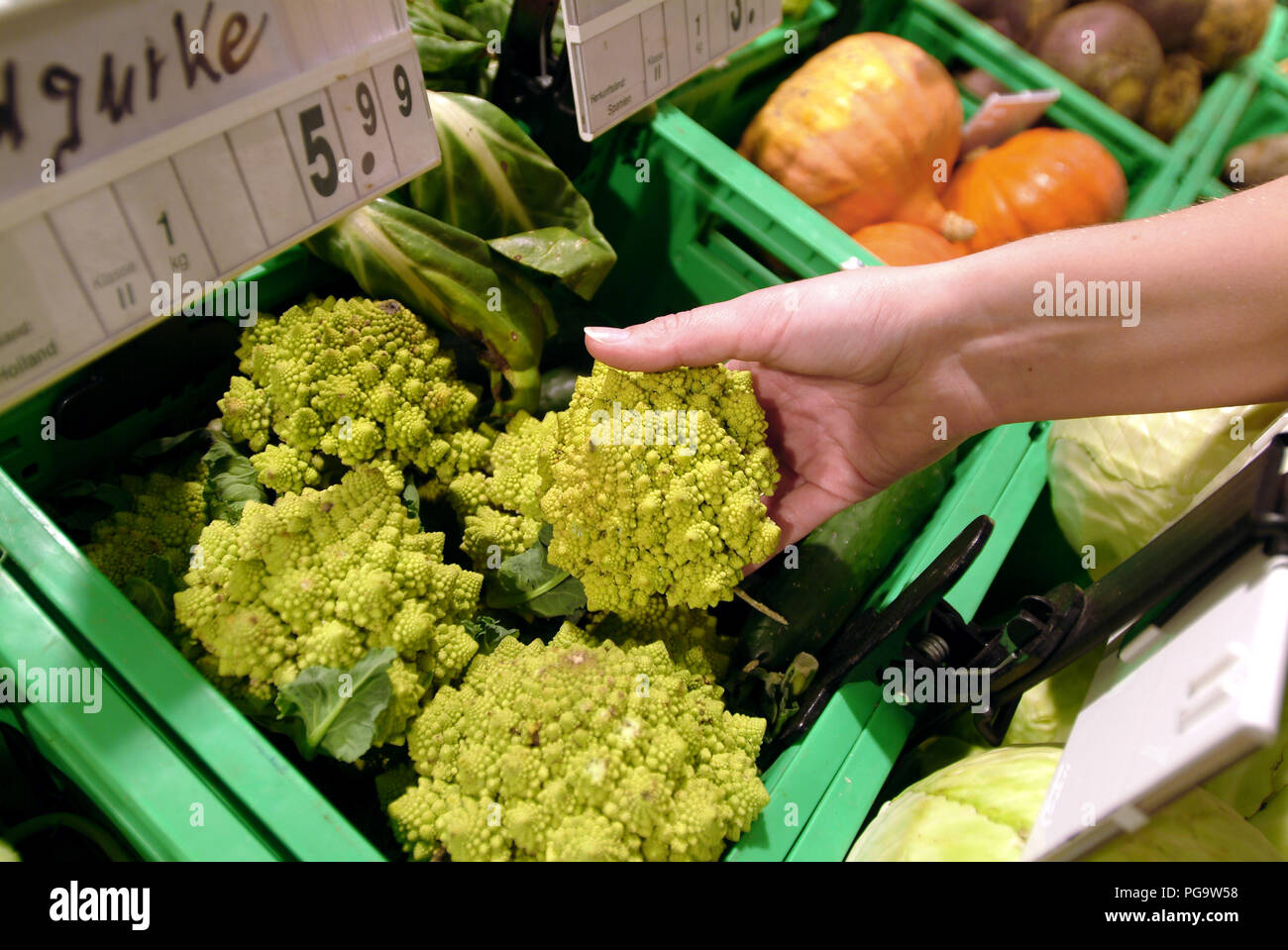 Checking Vegetables in the supermarket Stock Photo - Alamy