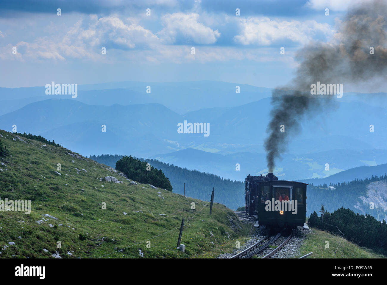 Puchberg am Schneeberg: mountain Schneeberg, steam train of ...