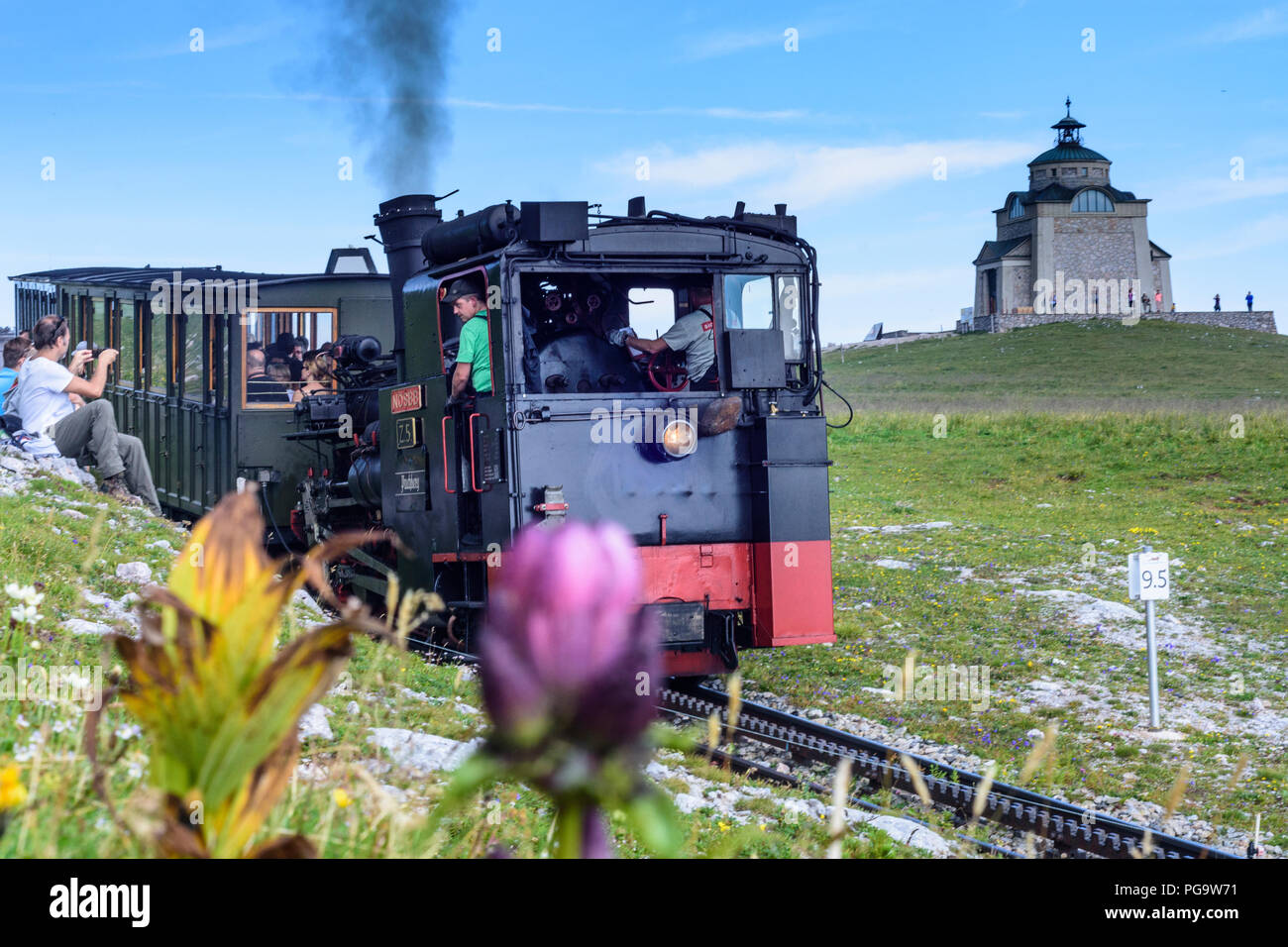 Puchberg am Schneeberg: mountain Schneeberg, steam train of ...