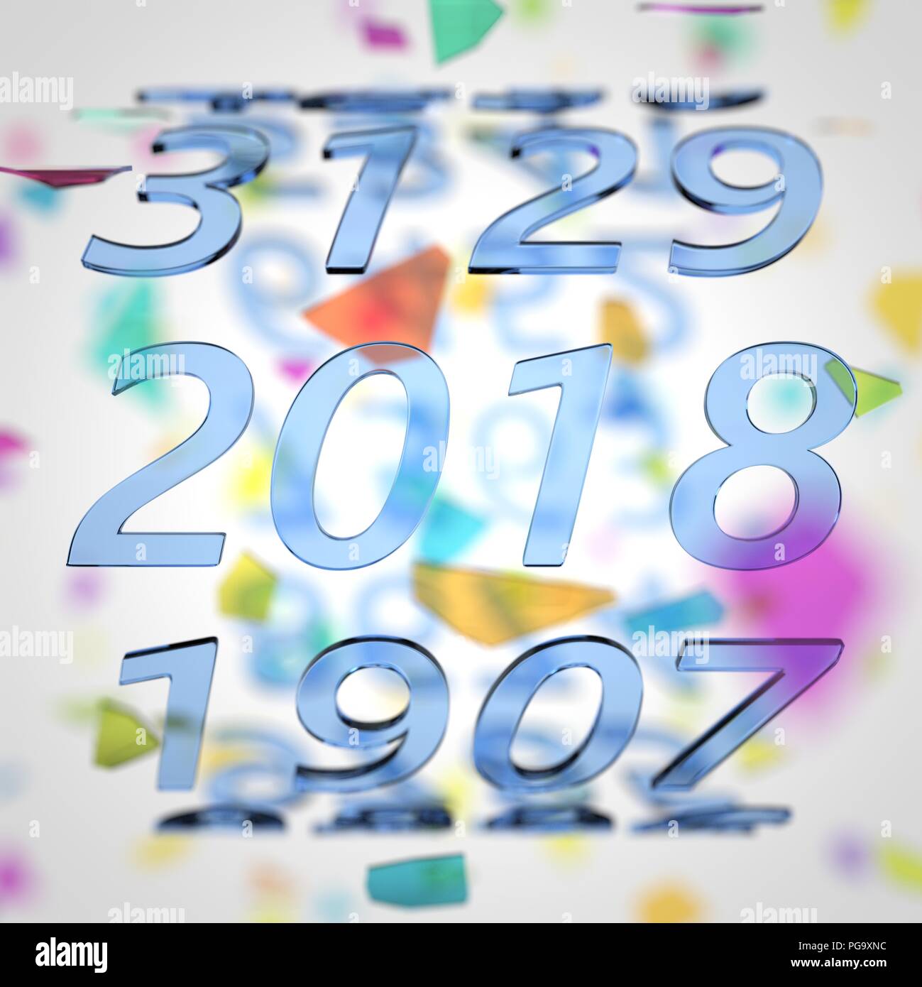year counter concept with glass numbers. 3d illustration Stock Photo ...