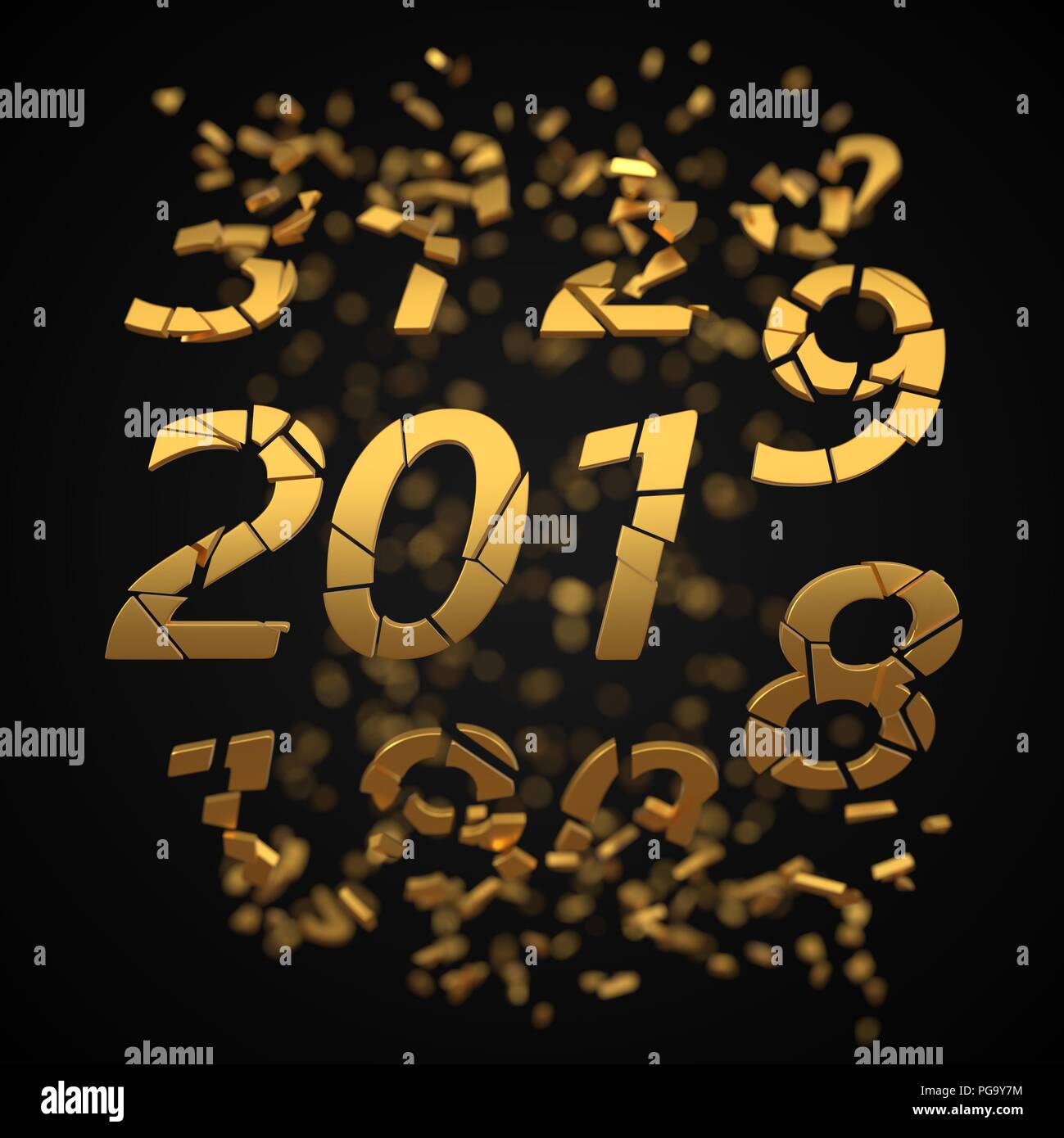 year counter concept with broken numbers. 3d illustration Stock Photo ...