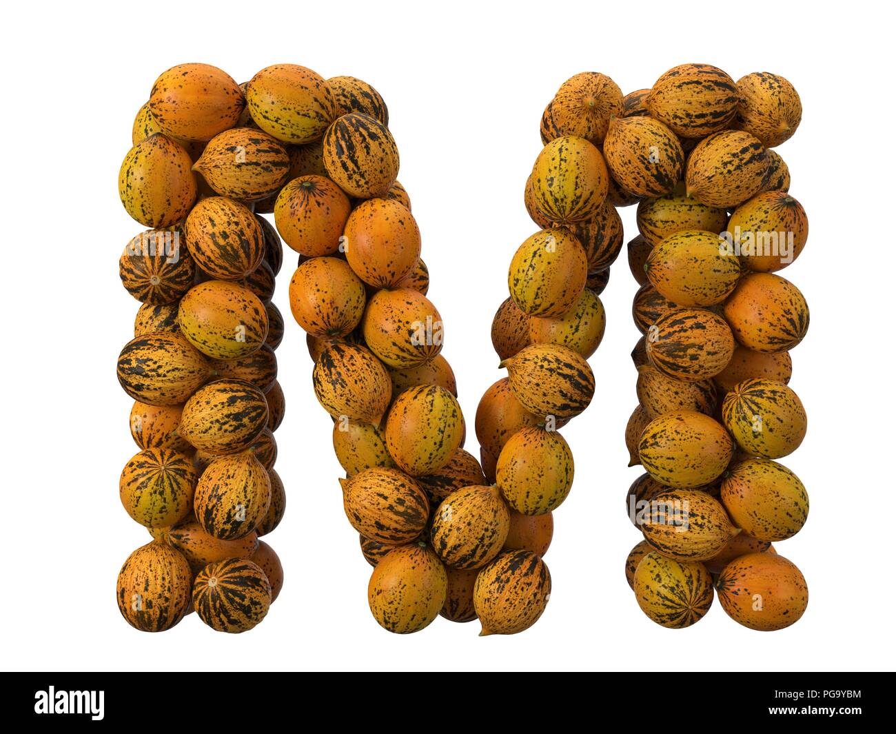 M letter filled by melons. realistic 3d illustration Stock Photo - Alamy