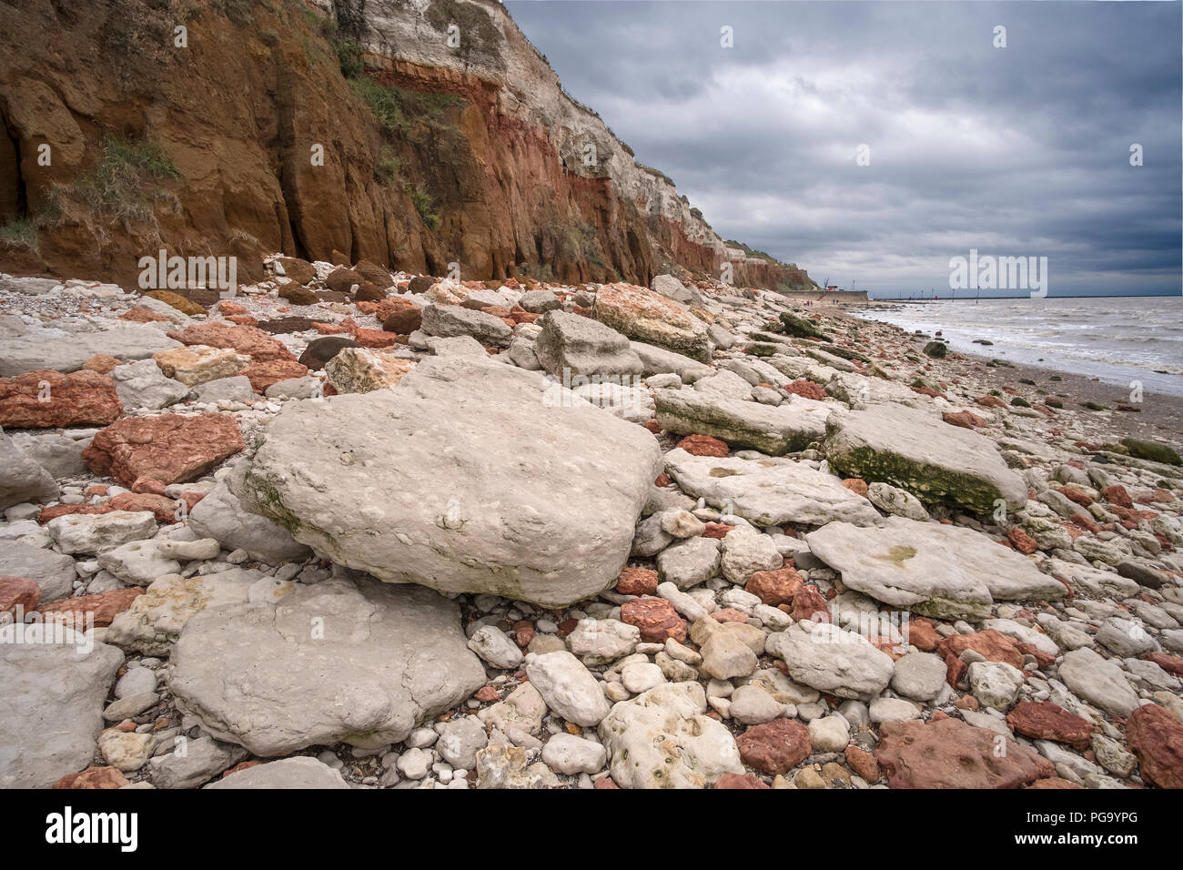 Sedimentary cliffs and rocks at Hunstanton, Norfolk, UK Stock Photo - Alamy