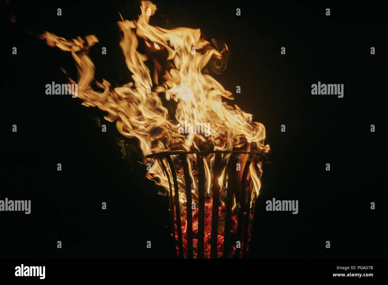 close-up of the wild and beautiful flames of a bonfire Stock Photo - Alamy