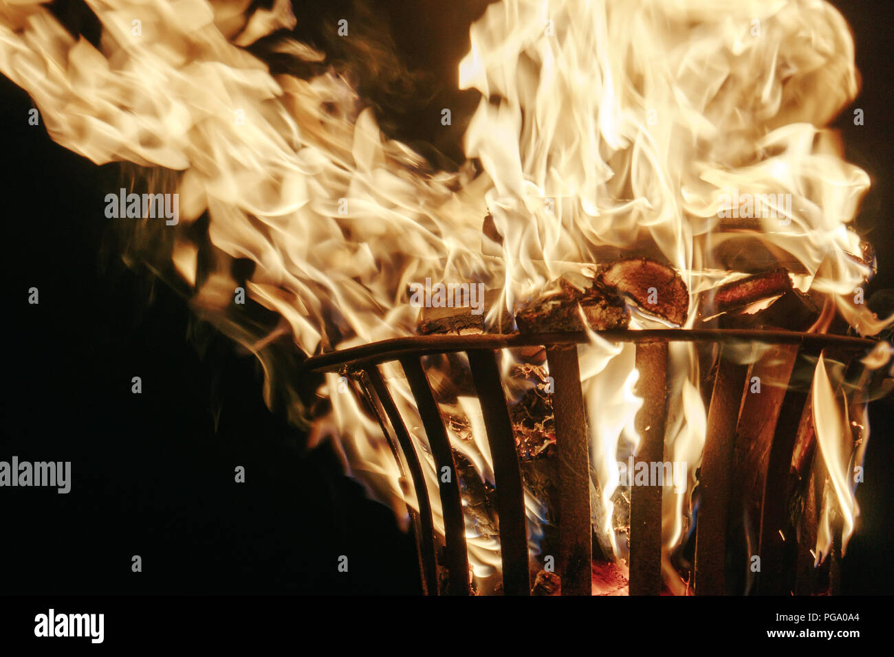 close-up of the wild and beautiful flames of a bonfire Stock Photo - Alamy