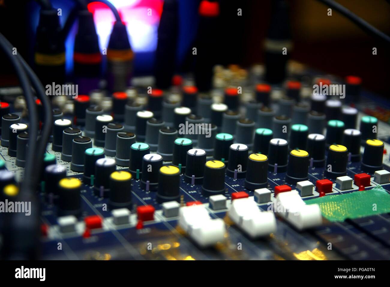 Photo of a sound mixer of a music recording studio Stock Photo - Alamy