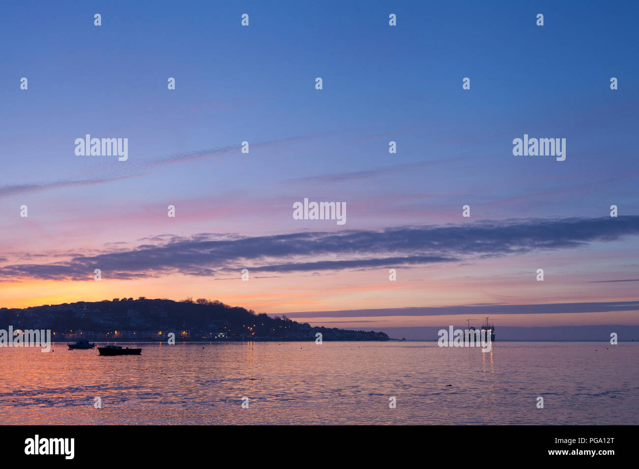 view of Appledore from Instow beach in north devon during sunset Stock ...