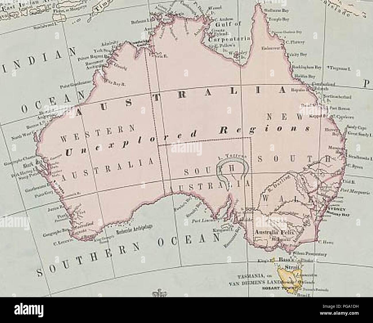 Australia map 1863 Stock Photo - Alamy