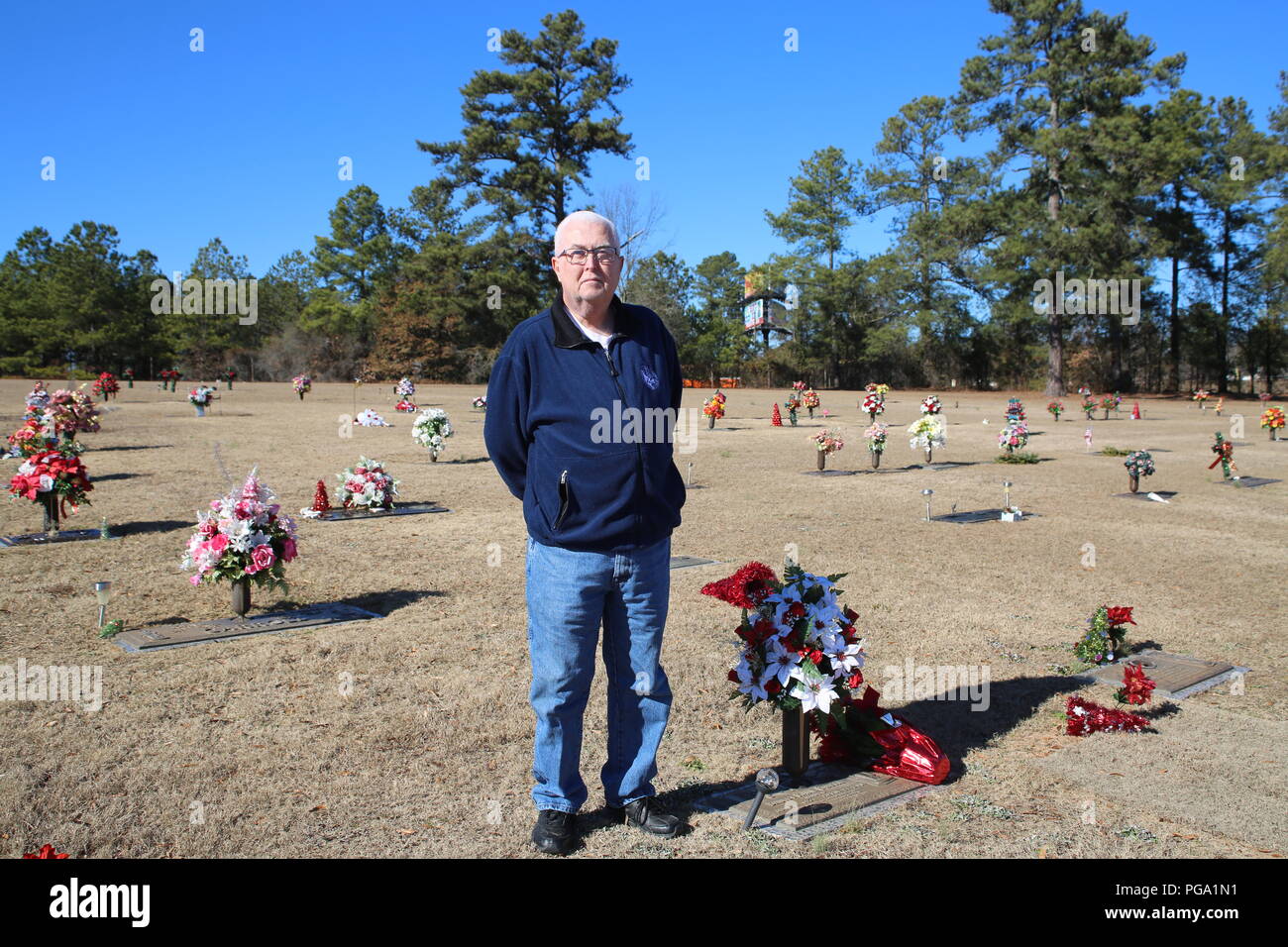 Jay Carroll by his late wife's grave at the cemetery where all the ...