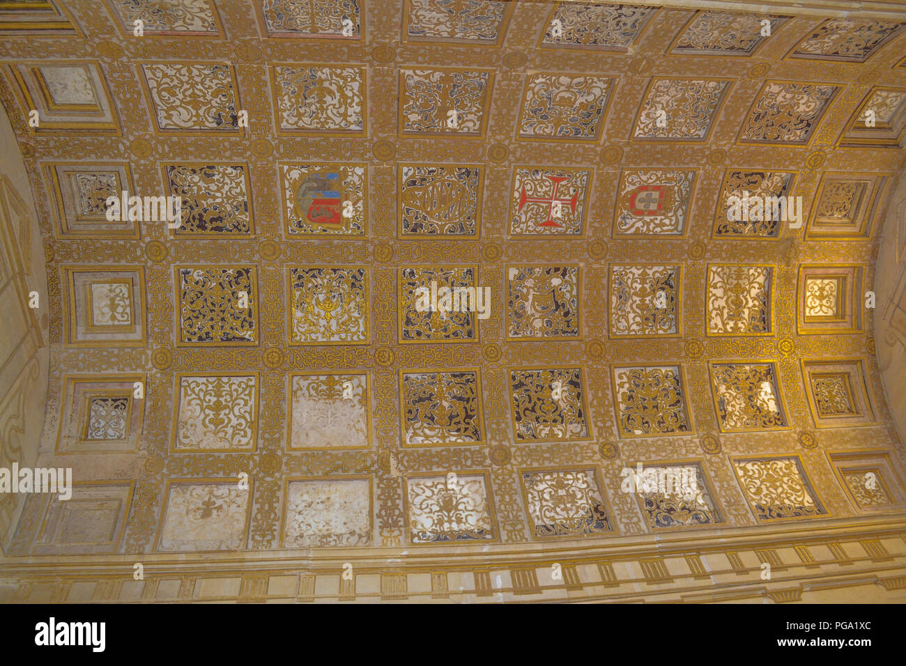Intricate tiled ceiling in the Convent of Christ Stock Photo - Alamy