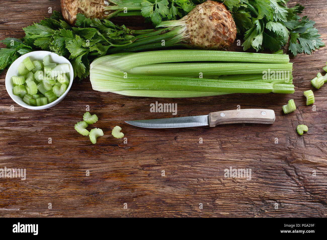 Fresh celery. Top view. Local organic food Stock Photo - Alamy